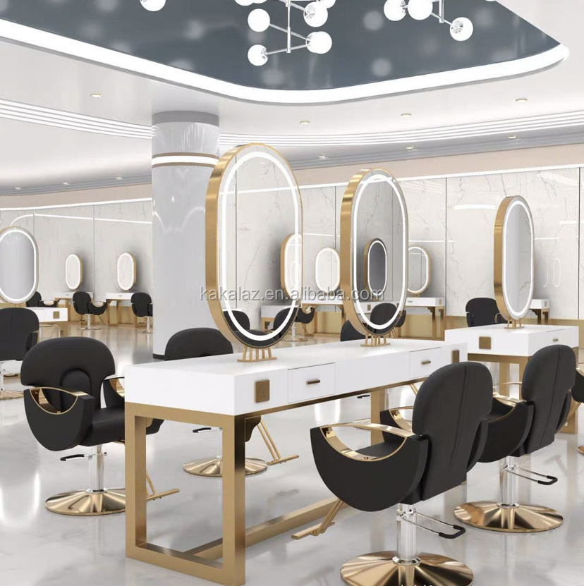 Barber shop chair hair salon equipment salon mirror station led ...