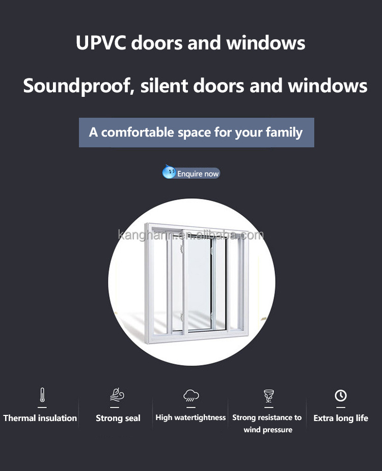 French Style Residential PVC Windows Double Pane Window uPVC Casement ...