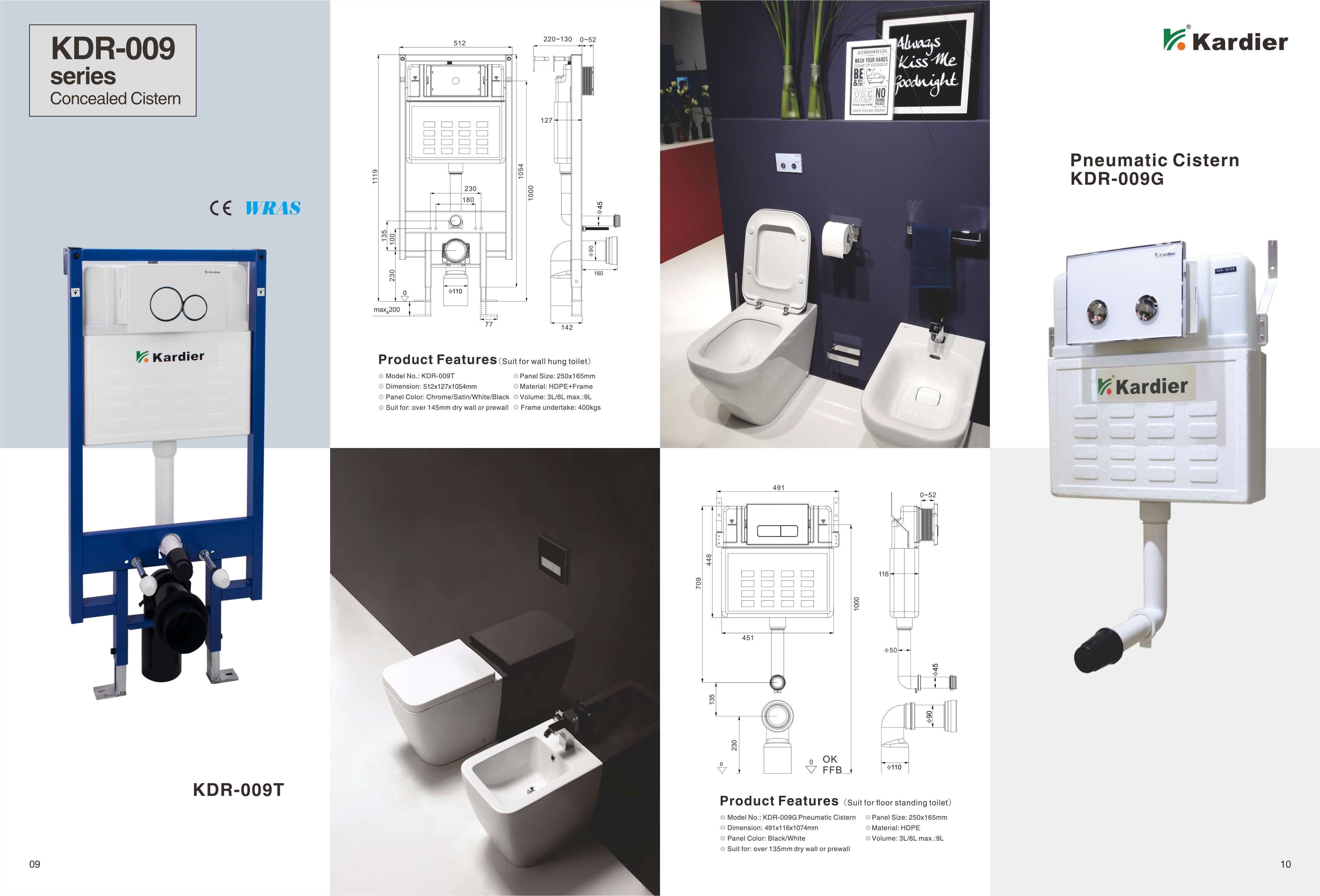 Bathroom Dual Flush Wall hung Toilet Flushing WC Concealed Cistern ...