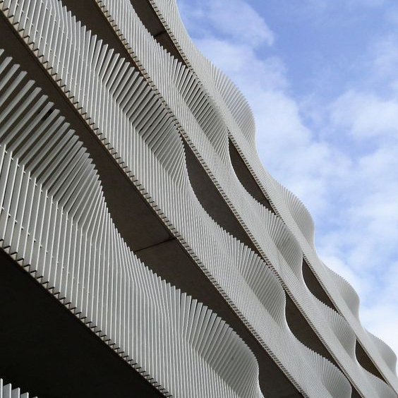 Exterior facades panel ventilated timber look 3d aluminum batten front ...