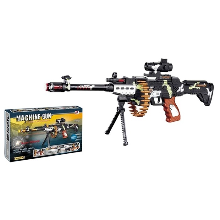 Kids Plastic Machine Gun With Music Flash And Rotatable Bullet Toy ...