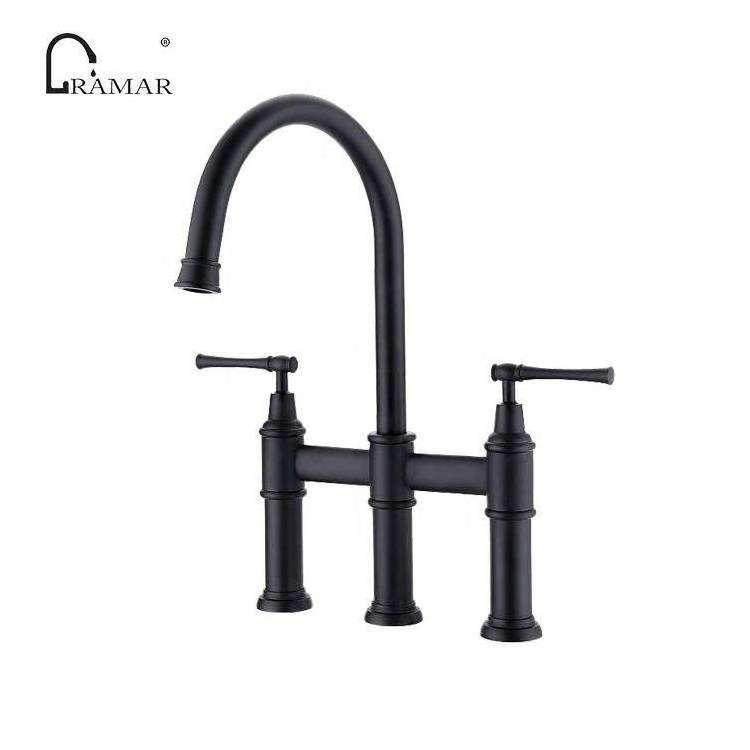 Heritage Three Hole 8 inch Center Kitchen Bridge Faucet with Brass ...