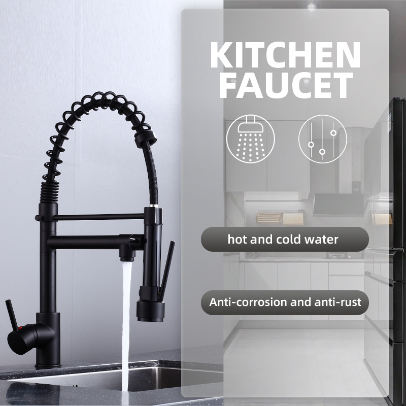 Luxury pullout sink taps pull out kitchen faucet matt black with pull ...