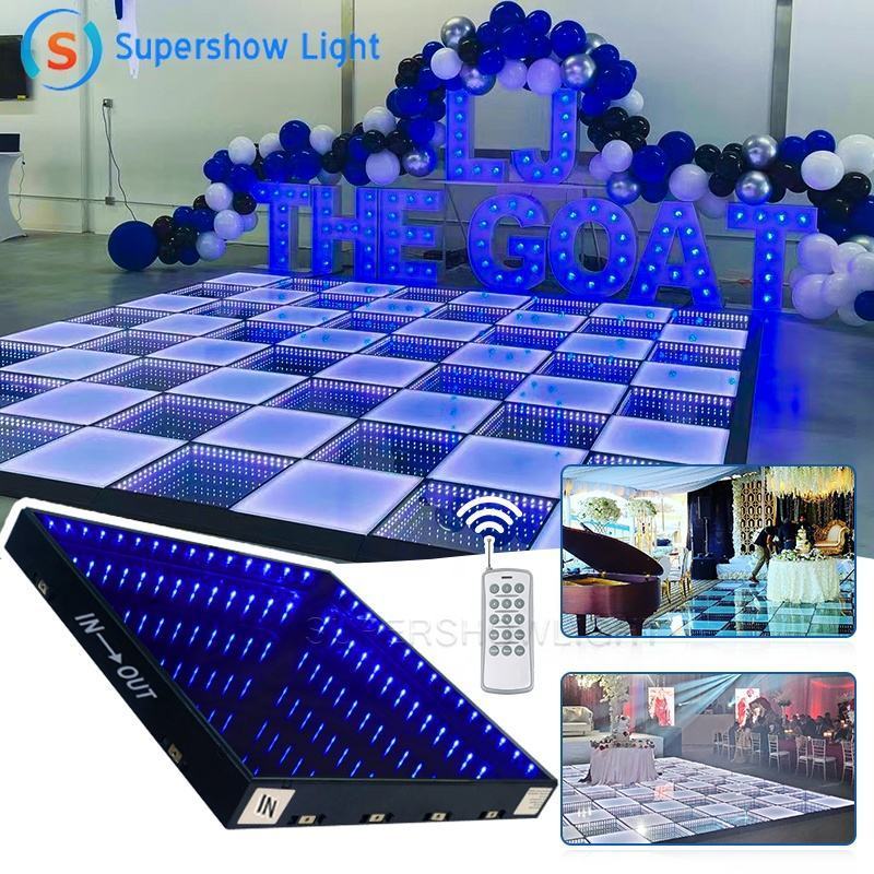3d infinity mirror led dance floor magnetic tiles glass panel dmx night ...