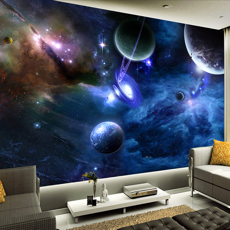 KOMNNI Custom 3D Mural Starry Sky Universe Space Planet Wallpaper For ...