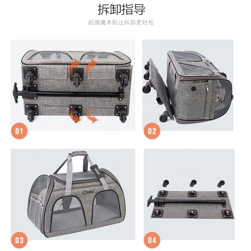 Multifunctional Outdoor Wheeled Foldable Collapsible Cat Trolley Pet ...