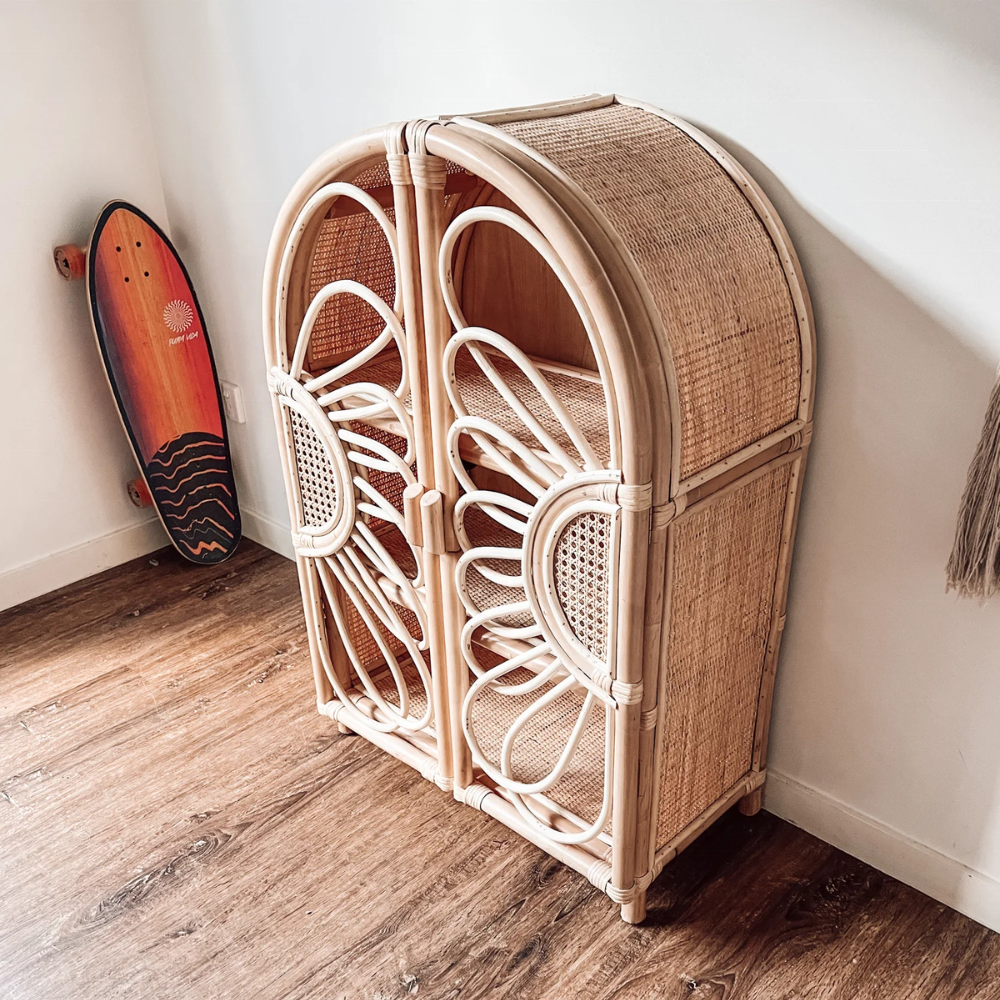 Eco-friendly natural rattan Daisy arch cabinet for kids wardrobe ...