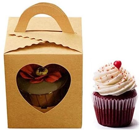 Brown Kraft Single Cupcake Boxes With Window For Wedding Baby Shower Christmas Birthday Party ...