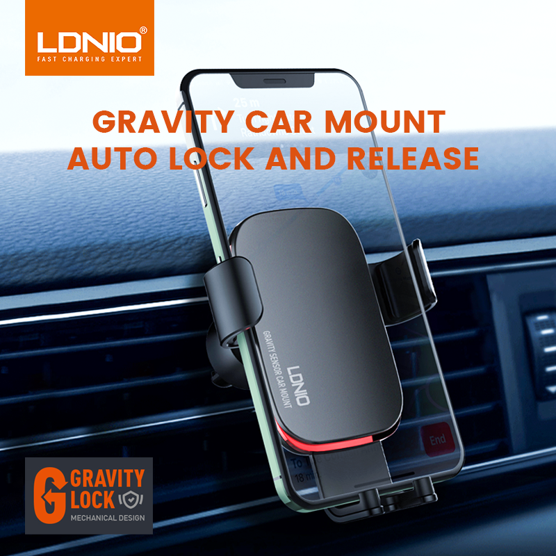 LDNIO MG10 Upgraded Aluminum Gravity Mobile Phone Holders Vent Car ...
