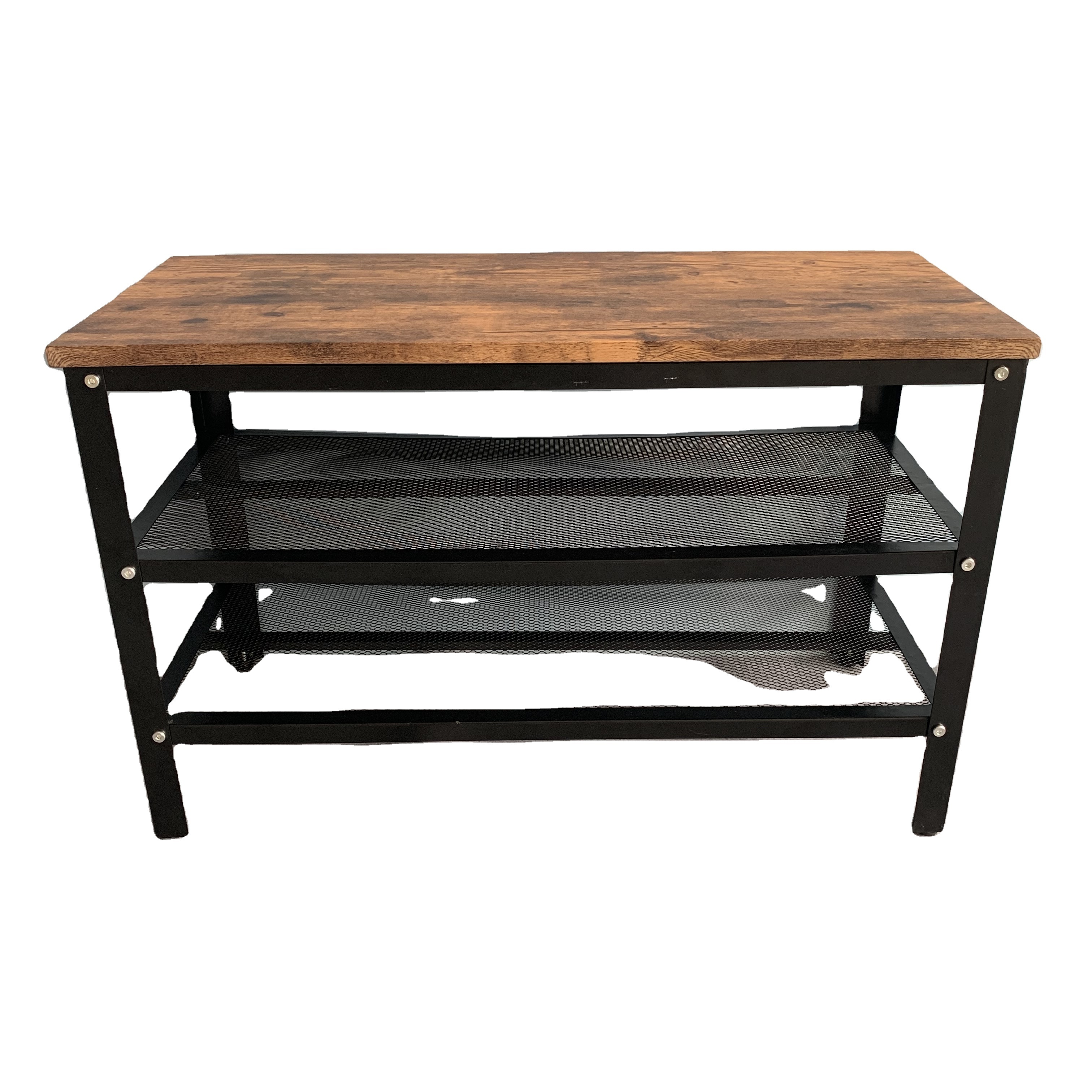 Wood and Metal 3-Tier Shoe Rack Wide Shoes Storage Organizer Entry Shoe ...