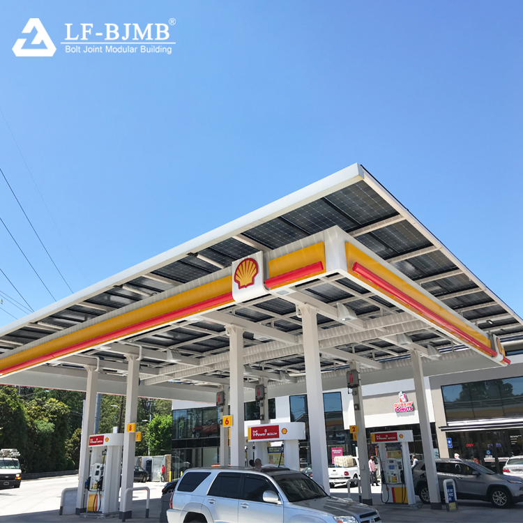 Gas Station Canopy Structural Design Easy Installation Steel Space