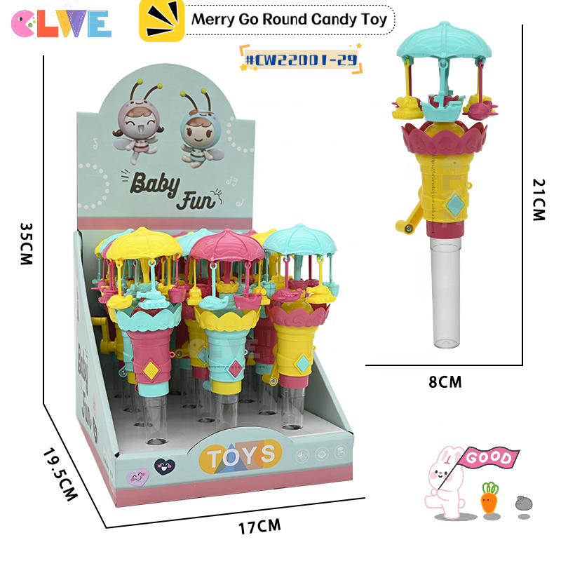 New design novelty light up mini Hand Operated Merry Go Round candy Toy ...