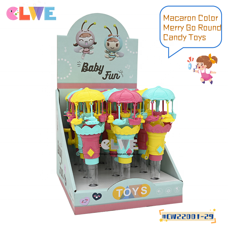 New design novelty light up mini Hand Operated Merry Go Round candy Toy ...
