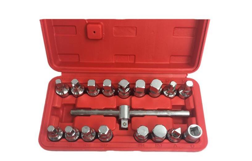 Oil Drain Plug Removal Tool Key Set Square Hexagon Socket Kit 3/8-Inch ...