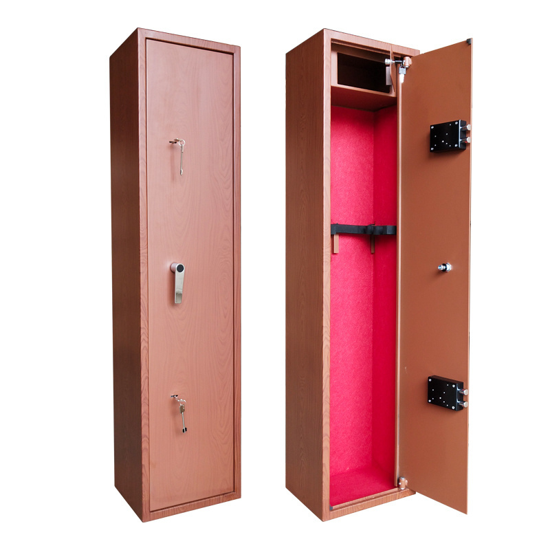 Metal Wood grain furniture surface mechanical lock 5 gun safe cabinet ...