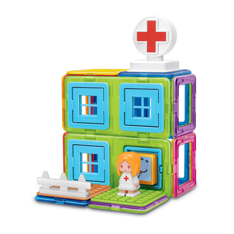 NEW 3D Magnetic Tiles Building Blocks Hospital set bank toy Magnetic ...