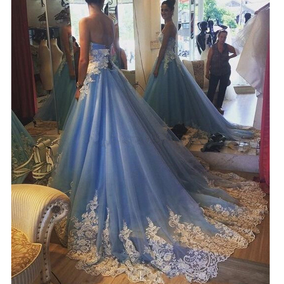 Blue wedding dress plus size store