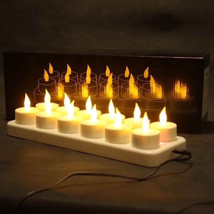 Set Of 12 Rechargeable Led Candle Flameless Candles With Rechargeable ...