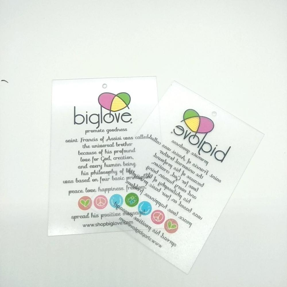 Custom pvc materials swing tags clothing hang tag for metal string ...