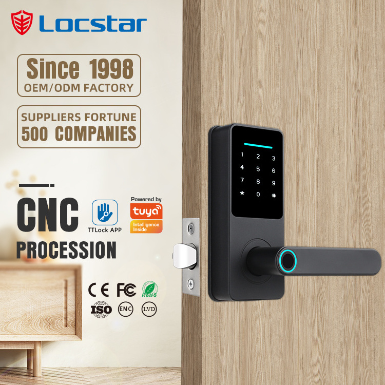 Locstar Smart Home Digital Door Lock Single Latch Electronic Keypad Keyless Entry Fingerprint ...
