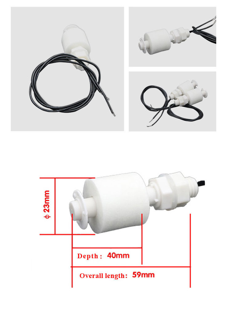 White liquid float switch Magnetic Sensing ball float water level ...