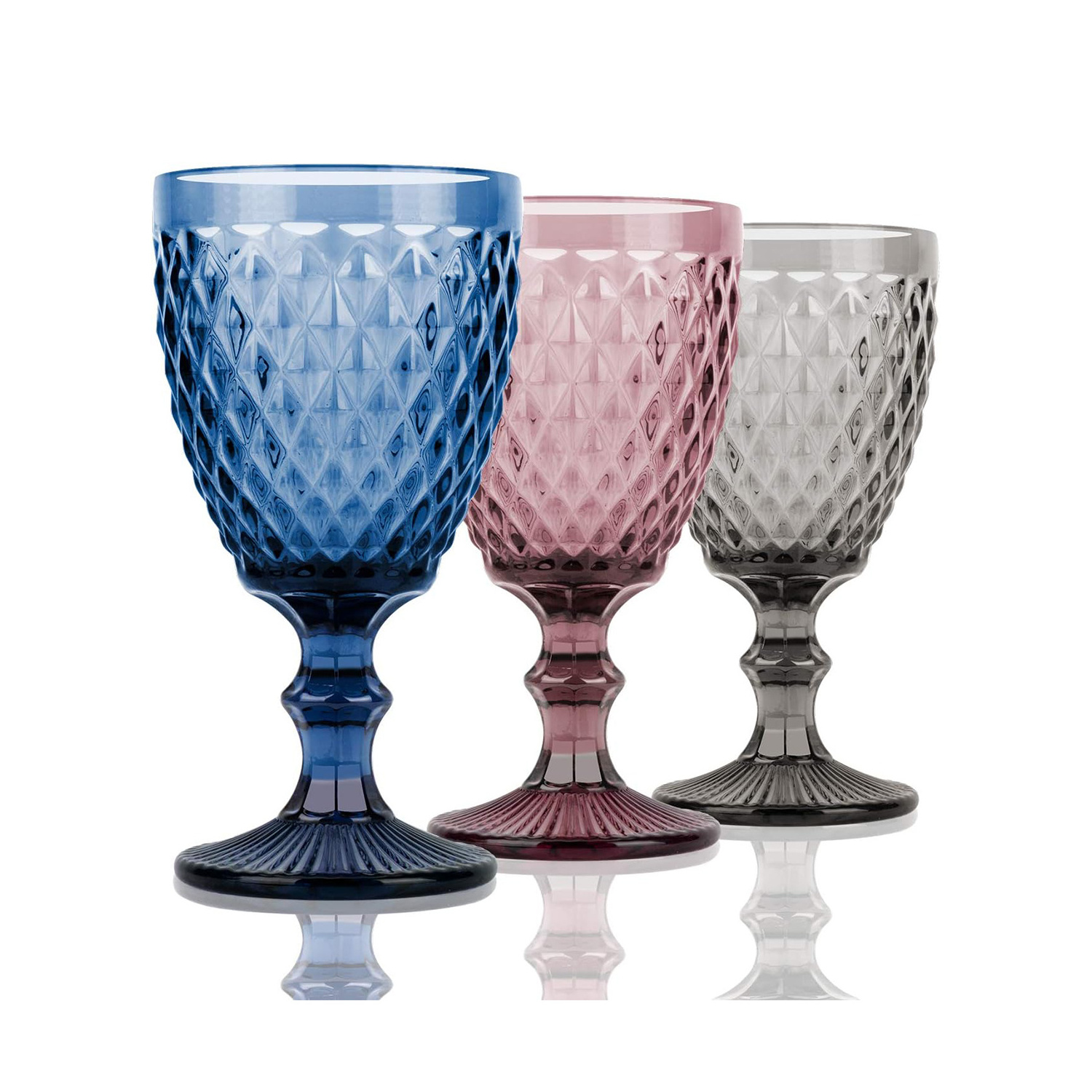 Best Selling Embossed Design Glassware Amber 12OZ Goblets Thick Color ...