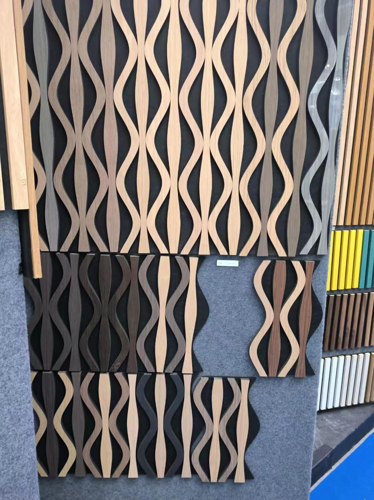 3D Wood Veneer MDF Wave Board Decorative Curved flexible Slat Acoustic ...