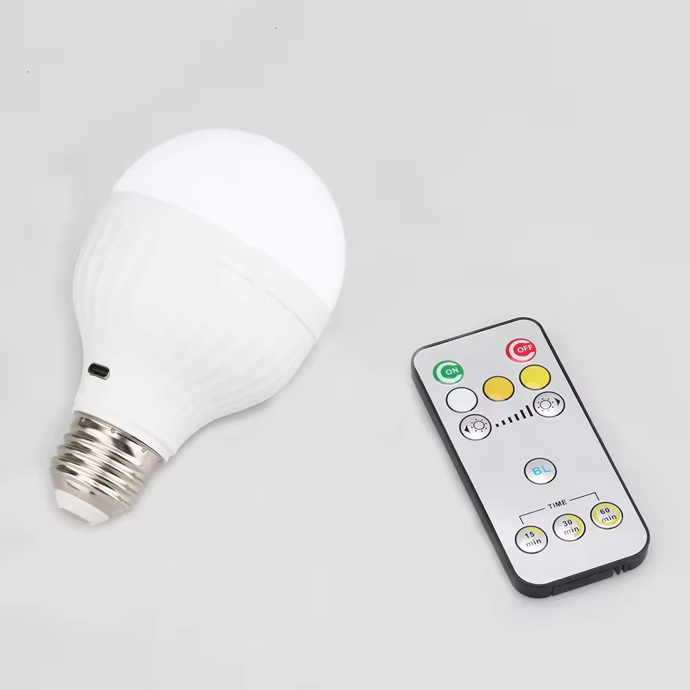 7W USB C Rechargeable LED Light Bulb with Remote Control Power off ...
