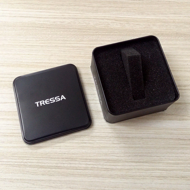Black color square metal tin watch case with foam custom tin packaging ...