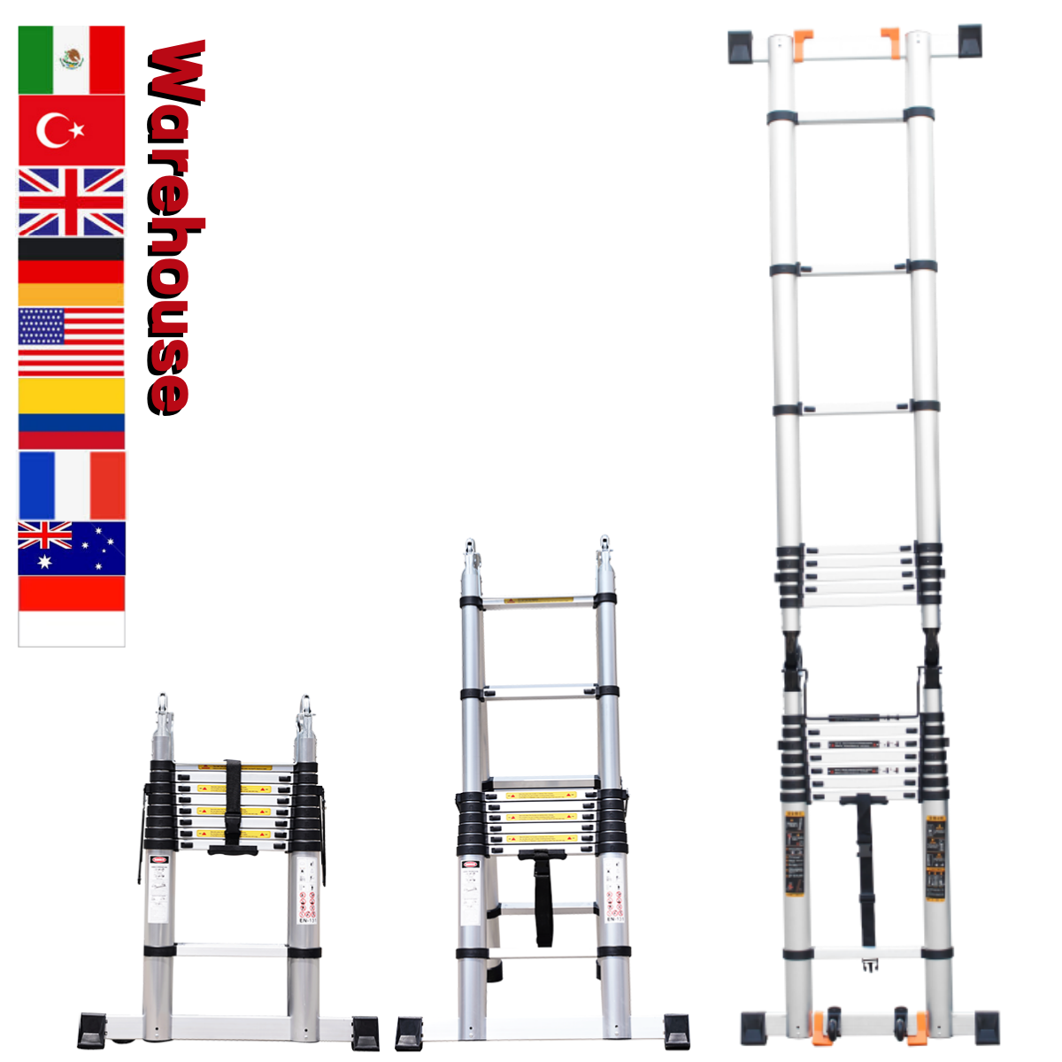 telescopic ladder lighting foldable ladder folding defender offroad ...