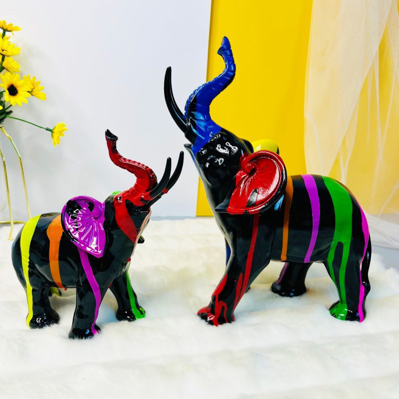 Nordic Geometric Elephant Figurine Abstract Resin Elephant Statue Mini ...