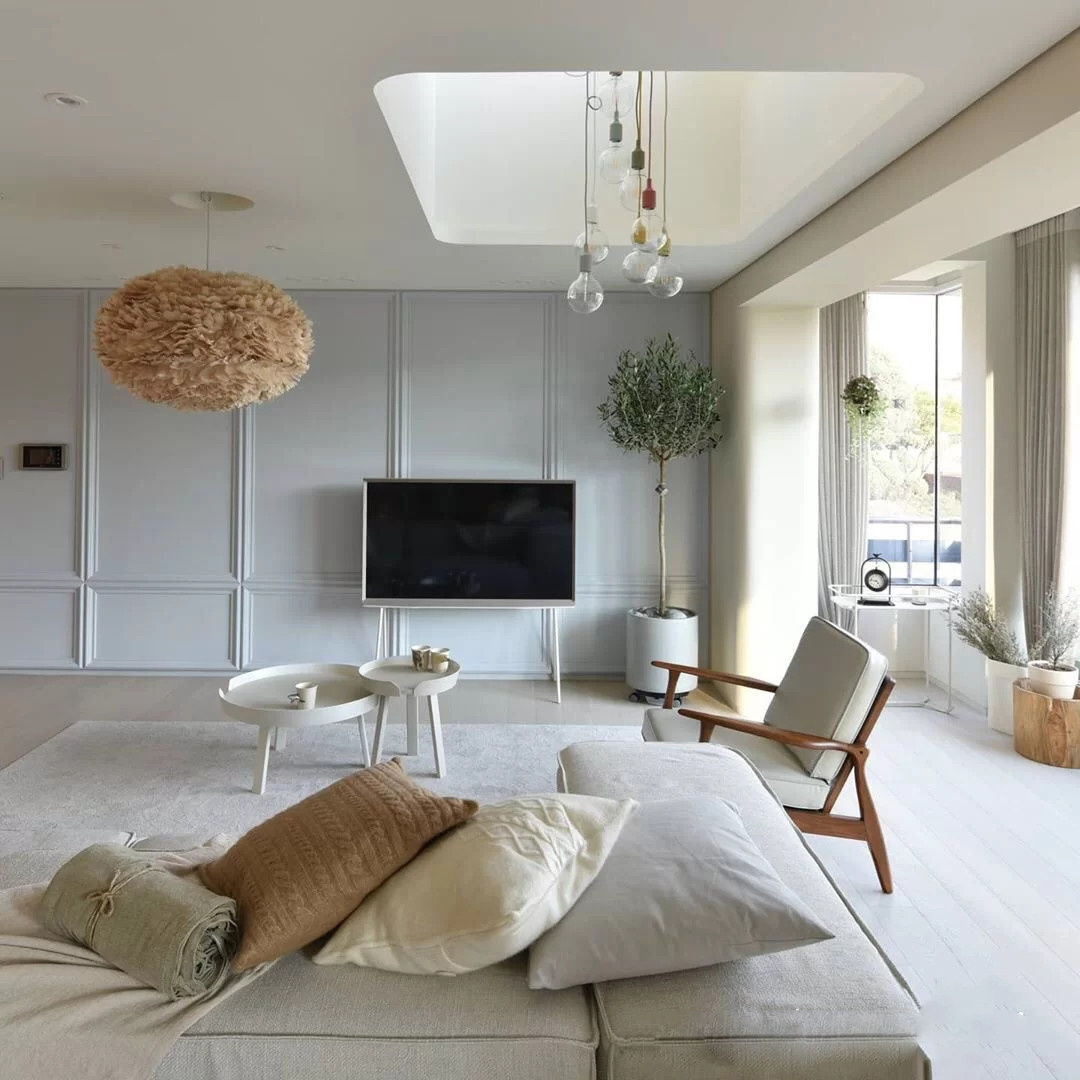 Korean style cotton and linen fabric corner sofa widened module floor ...