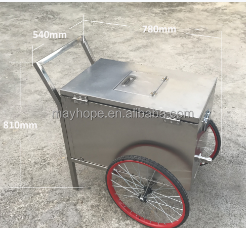 Stainless Steel Traditional Street Push Food Cart Mobile Hot Dog Cart ...