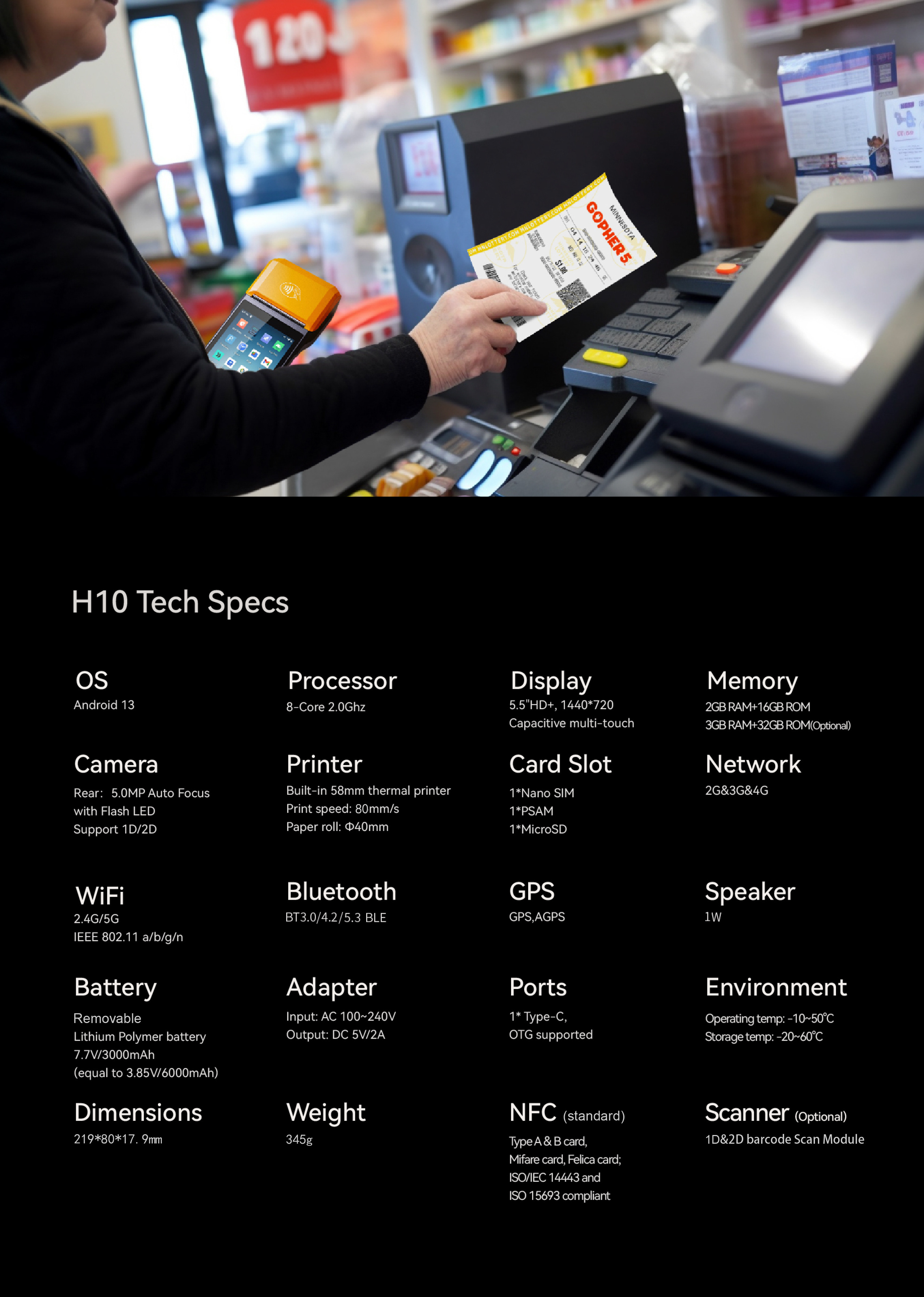 Nfc Smart Android 13 Portable Pos Payment Terminal Handheld Mobile ...