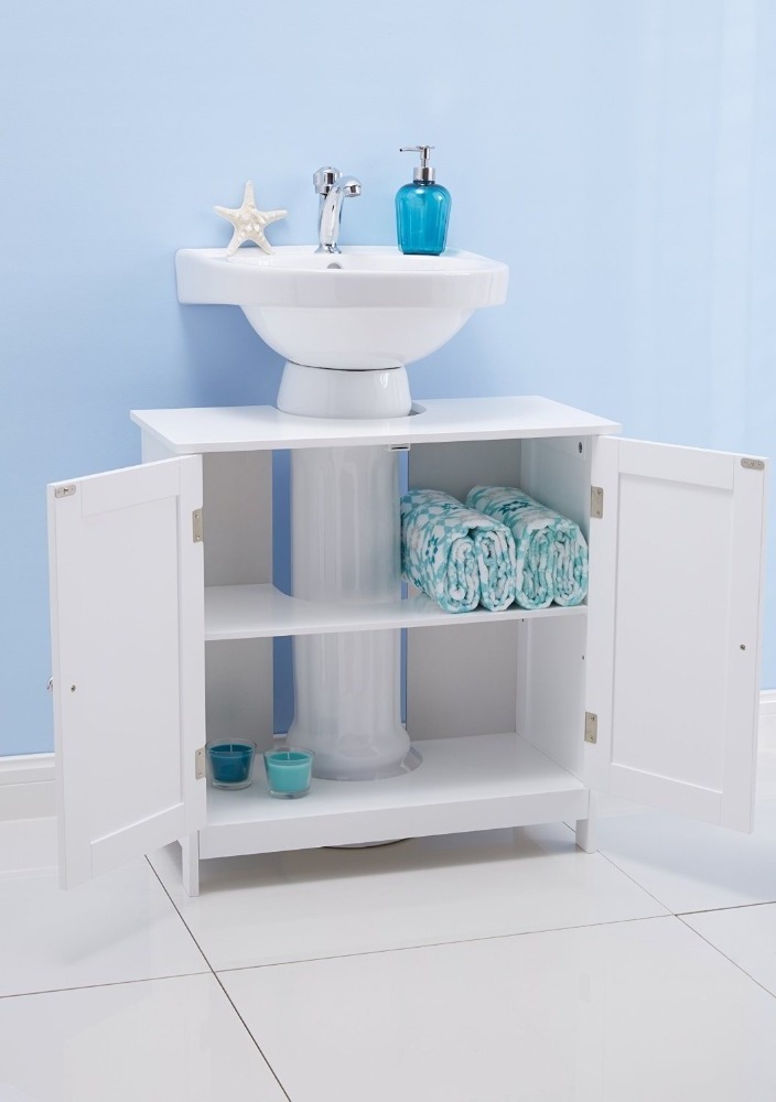 Under Sink Storage bathroom cabinet Unit White Wood Bathroom Cabinet ...