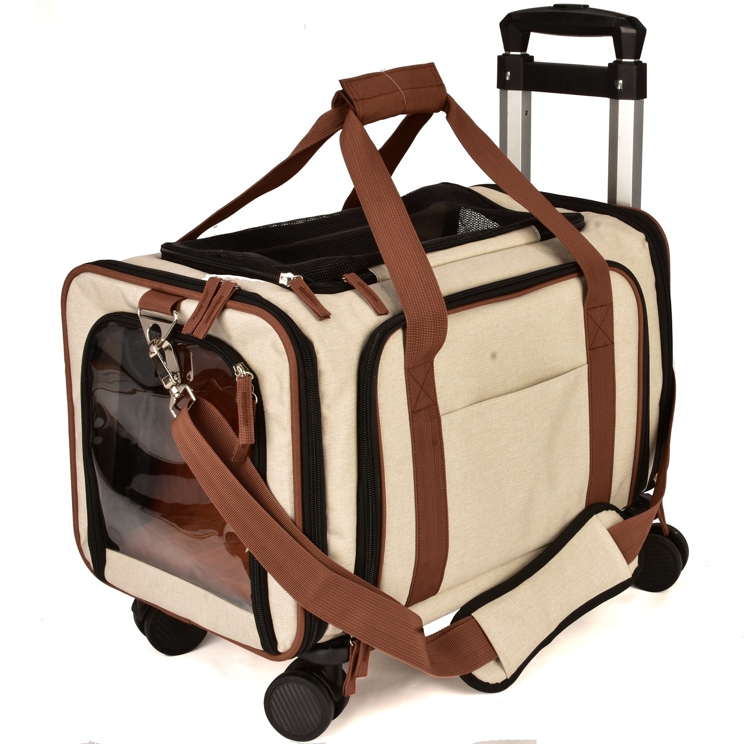 Pet Stroller with Detachable Carrier Pet Trolley Carrier with Wheels ...