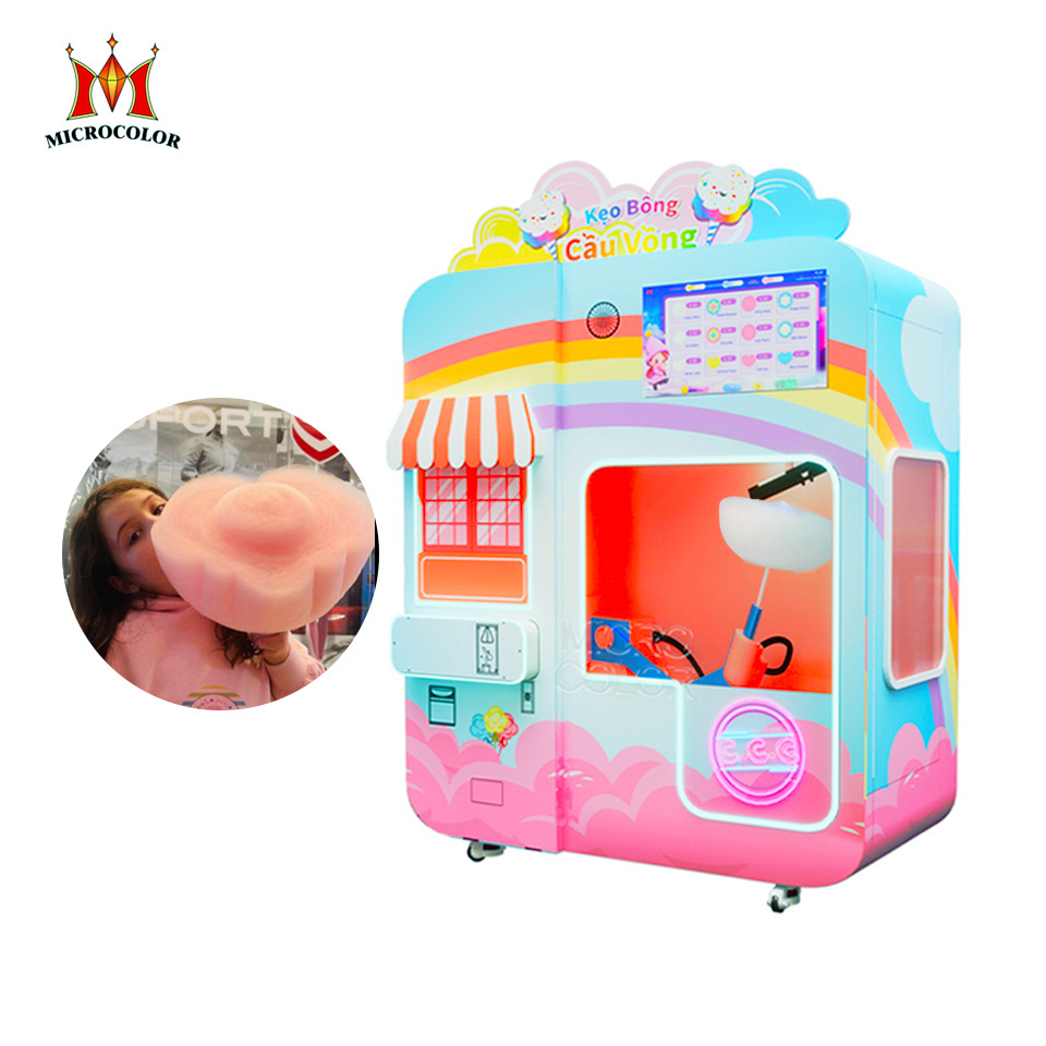 Cotton Candy Vending Machine With Sugar Full Automatic Electric Robot Cotton Candy Vending ...
