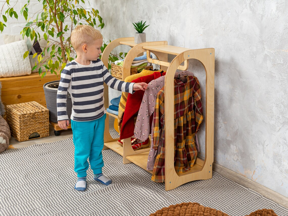 Kids Dress Up Storage Costume Clothing Rack Children Wardrobe Bedroom Storage Cabinet Wardrobe Clothes Storage Kids Furniture BestSuppliers