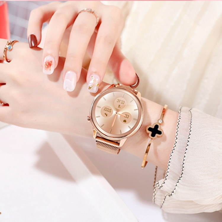 Body Temperature Lady Smartwatch F80 Round Watch Sleep Heart Rate Blood ...