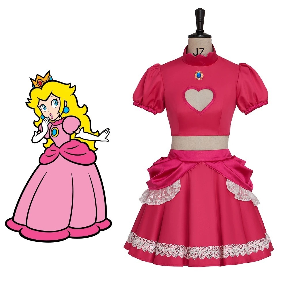 Halloween Cosplay Stage Outfit Game Margin Mario Princess Dress ...