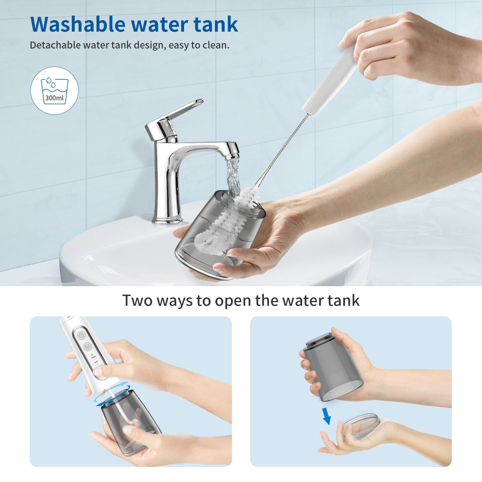 Water Pick IPX7 Waterproof Rechargeable Cordless Electric Portable Jet ...