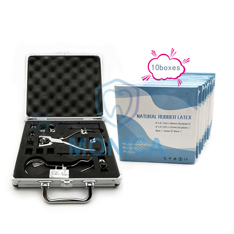 Dental Stainless Steel Rubber Dam Puncher Kit With Dental Rubber Dam ...