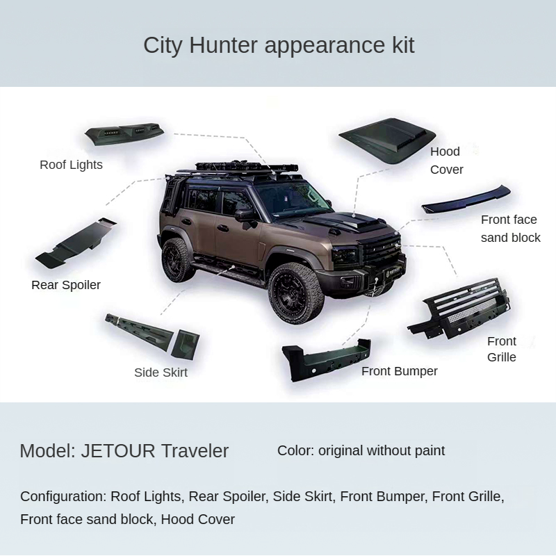 jetour t2 body kit front bumper grille side skirt Rear Spoiler hunter ...