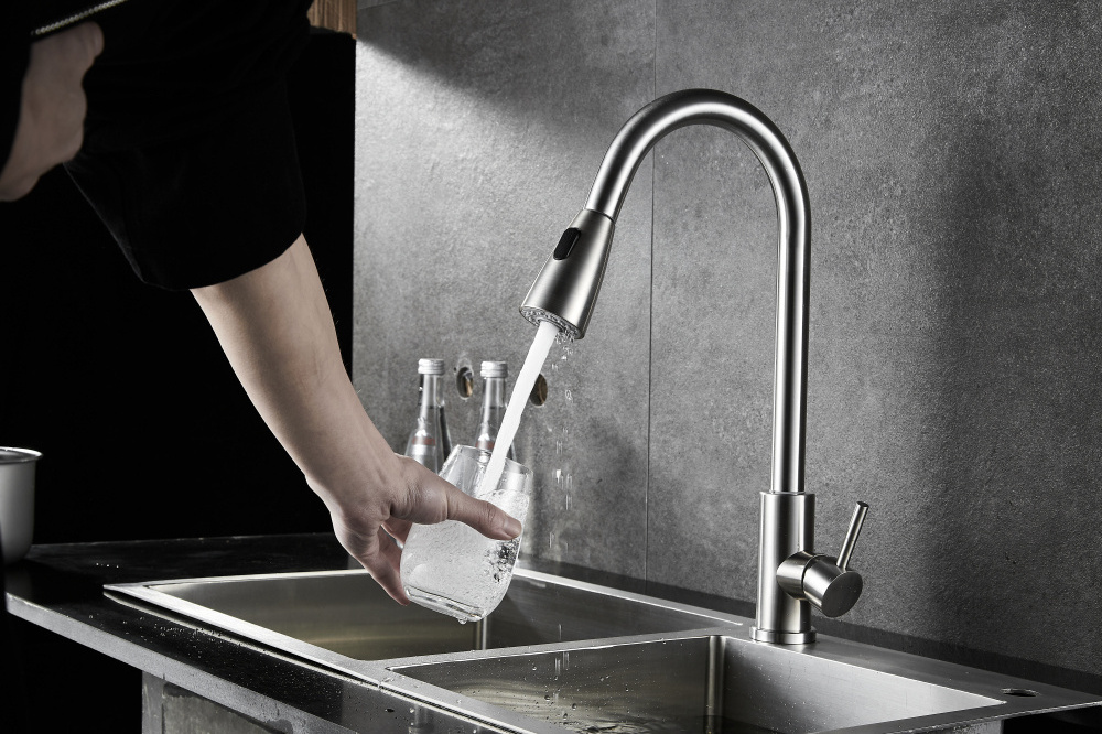 Hot and Cold Water Flexible Hose for Kitchen Faucet Brushed Sink Tap ...