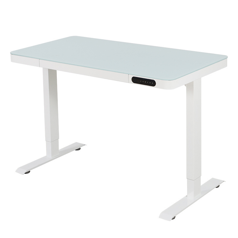 E4 Glass Table Top Standing Desk Frame Electric Height Adjustable Desk ...