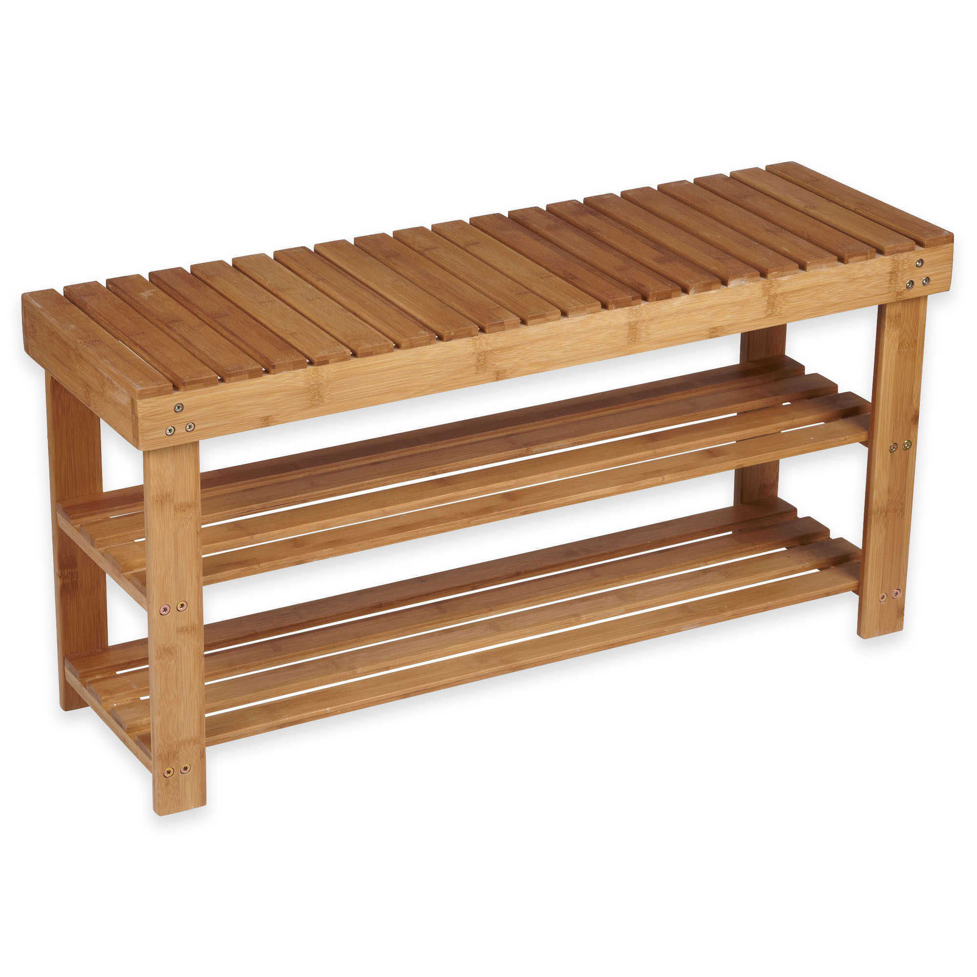 Bamboo Shoes Bench Boot Organizing Upholstered Shoe Rack Entryway ...