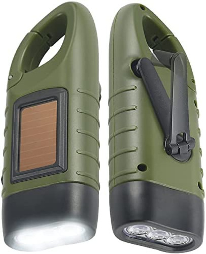 Goldmore5 Dynamo Flashlight 2-Pack Hand Crank Solar Powered Flashlight ...