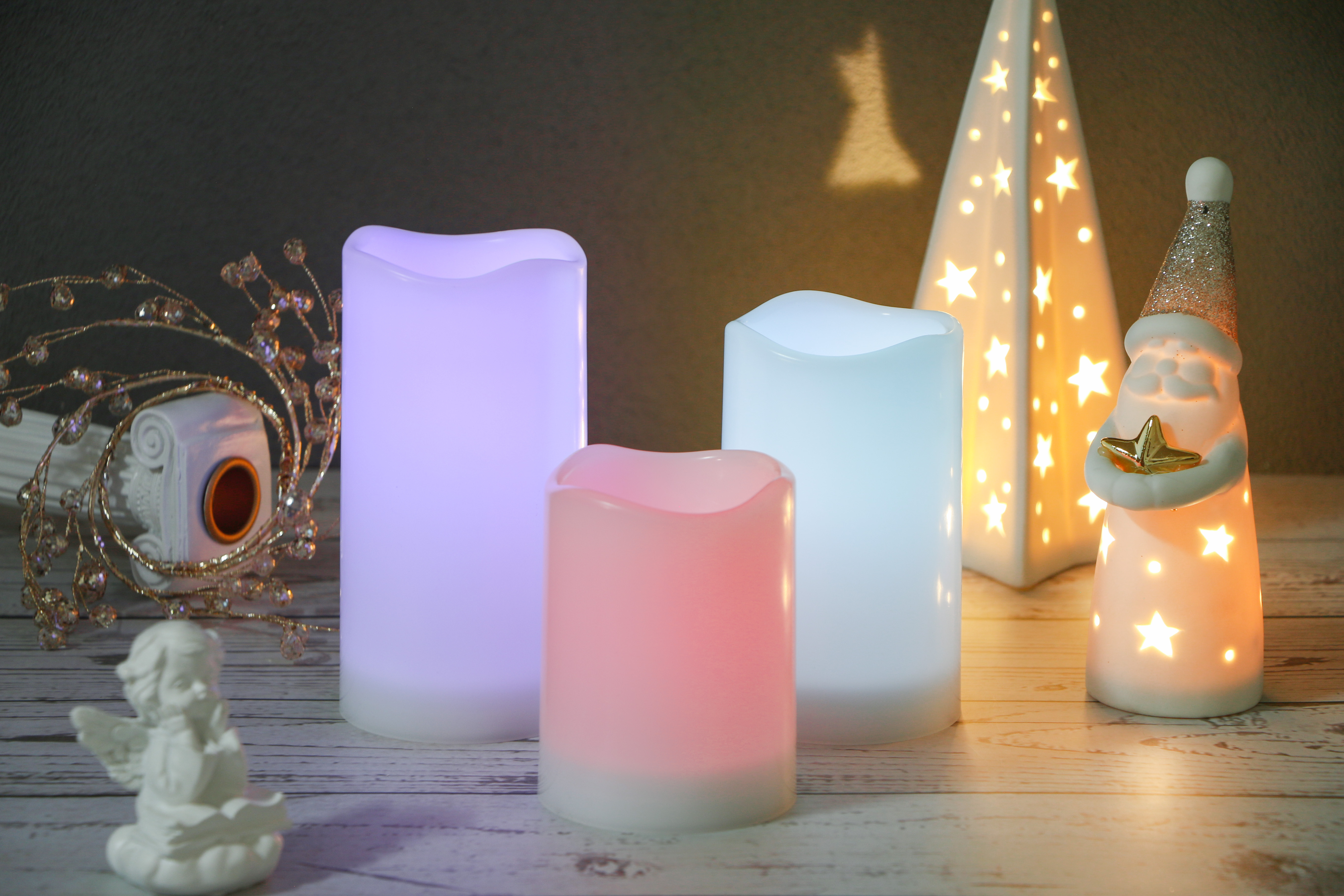 KSWING LED Tea Light Electric Flameless Plastic Candles set solar LED ...