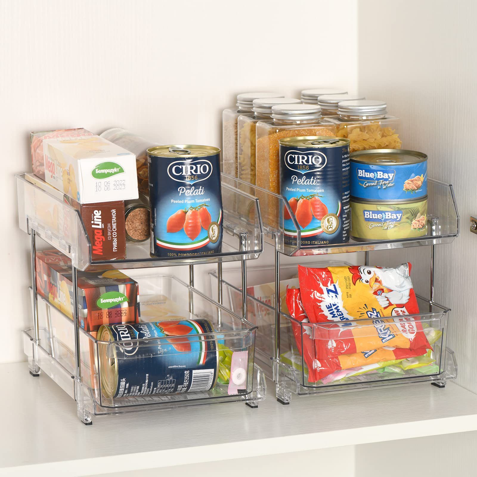 clear bathroom slide-out 2 tier under sink pull out pantry storage ...