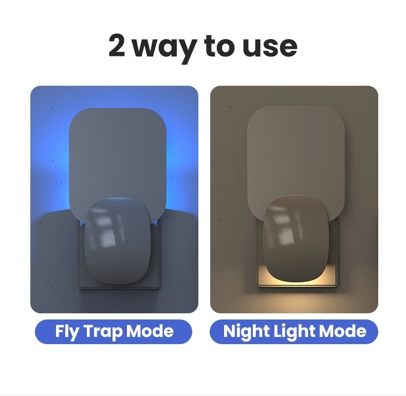 Indoor Uv Led Insects Glue Trap Fly Sticky Wall Pest Repellent Moth ...